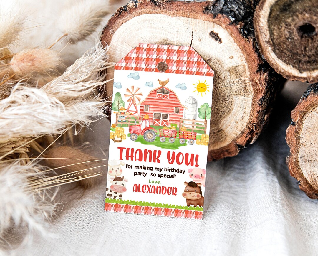 Farm Birthday Favor Tag Template, Farm Animals Birthday Favor Tag, Farm ...