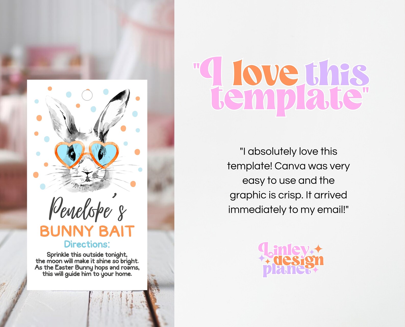 Editable Easter Bunny Bait Tag, Pink Bunny Food Printable, Easter ...