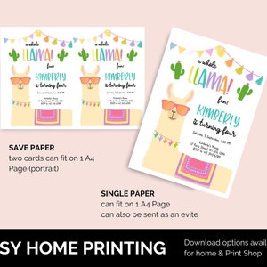 Editable Colourful Llama Birthday Invitation Llama Fiesta - Etsy