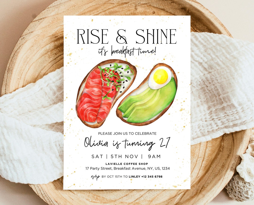Editable Birthday Breakfast Invitation, Eggs and Toast Birthday Invite ...