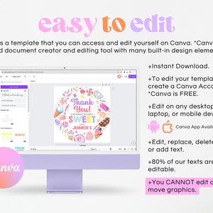 Editable Sweets Candy Thank You Favor Tags Template, Sweet Candy ...