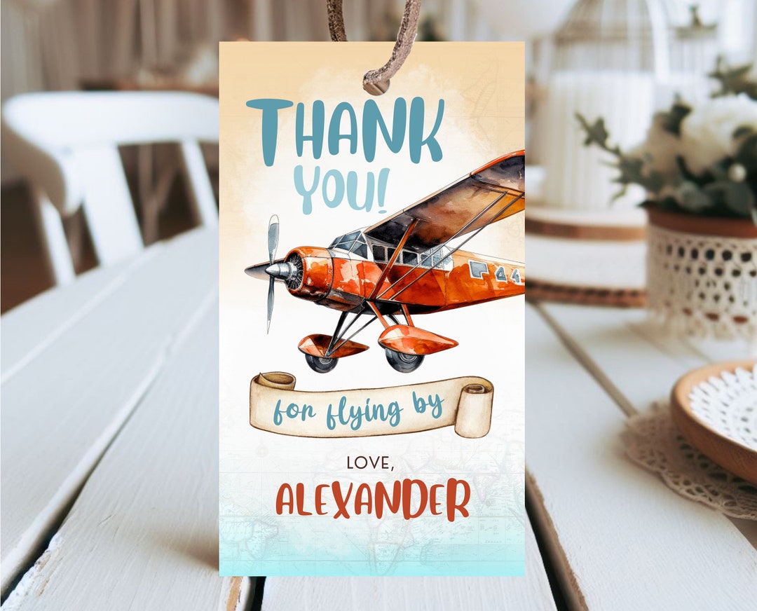 Editable Airplane Birthday Favor Tag, Airplane Birthday Party ...