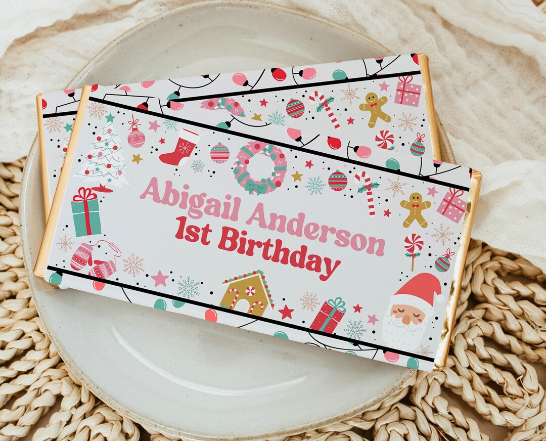 Editable Christmas Candy Bar Wrapper Template, Red and Pink Christmas ...