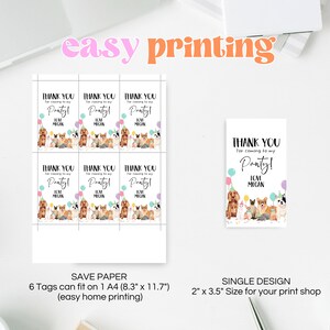 Editable Dog and Cat Birthday Party Thank You Favor Tags, Puppies ...
