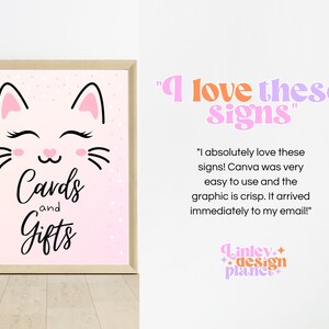 Editable Kitty Cat Birthday Sign Bundle, Kitten Party Sign Bundle, Pink ...