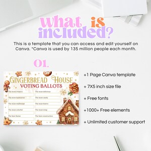 Editable Gingerbread House Voting Ballot Template, Pink Christmas ...