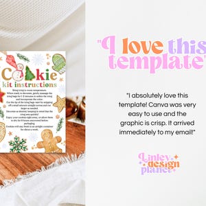 Editable Christmas Cookie Instructions Card Template, Editable Cookie ...