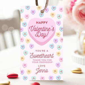Editable Sweetheart Candy Valentine Gift Tag, Conversation Hearts Theme ...