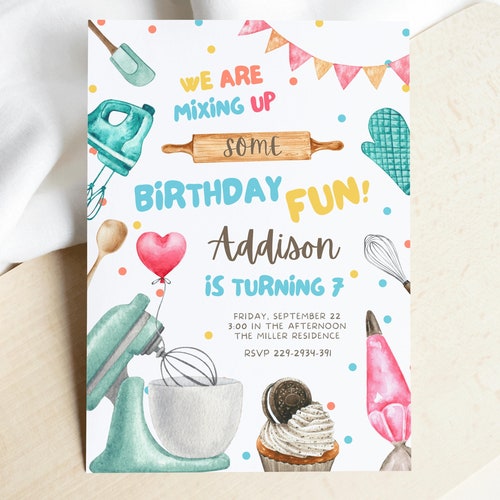 Editable Cooking Party Birthday Invitation Baking Cooking - Etsy