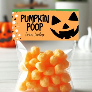 Editable Pumpkin Poop Bag Topper, Halloween Favor Tag, Trick or Treat ...