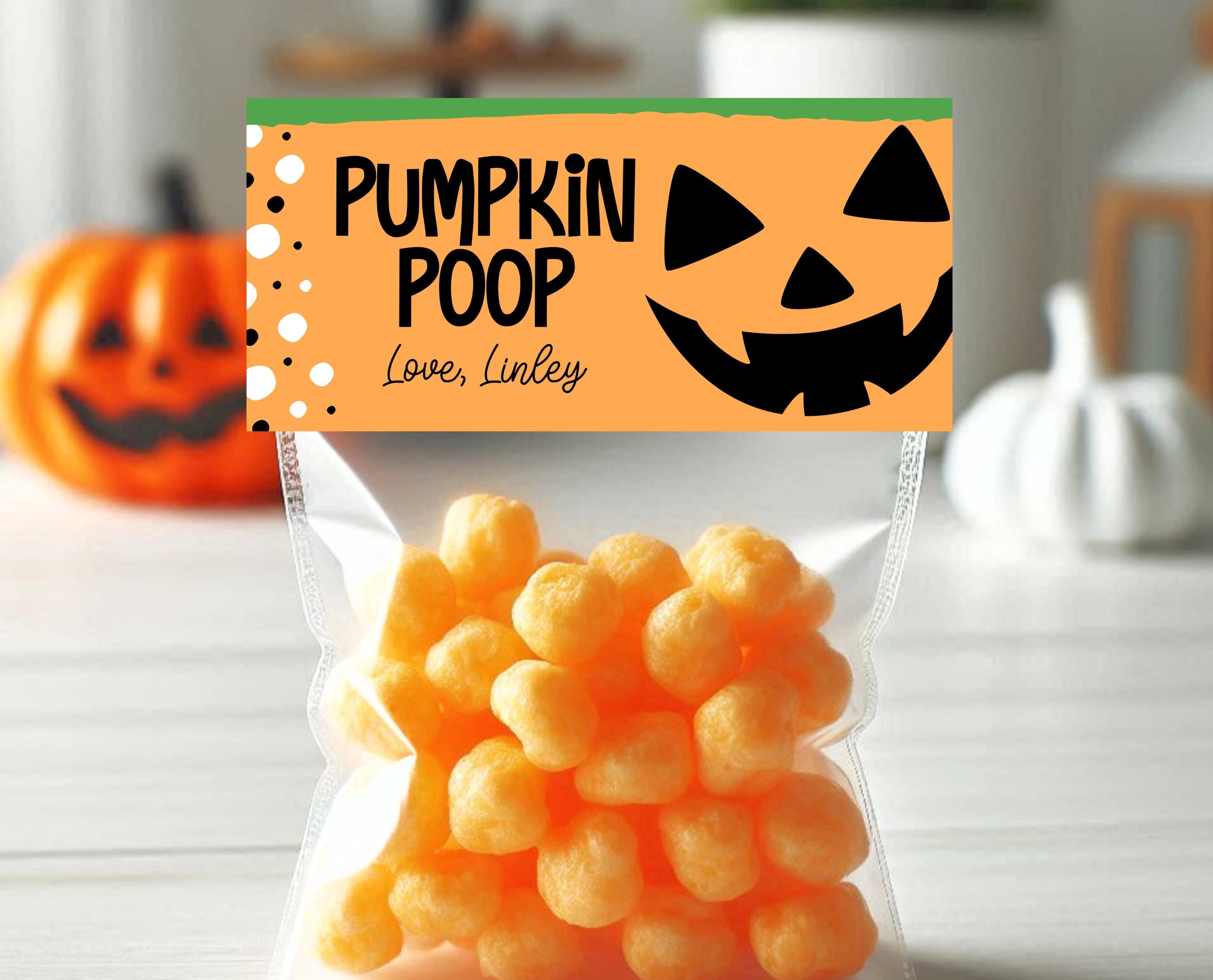 Editable Pumpkin Poop Bag Topper, Halloween Favor Tag, Trick or Treat ...