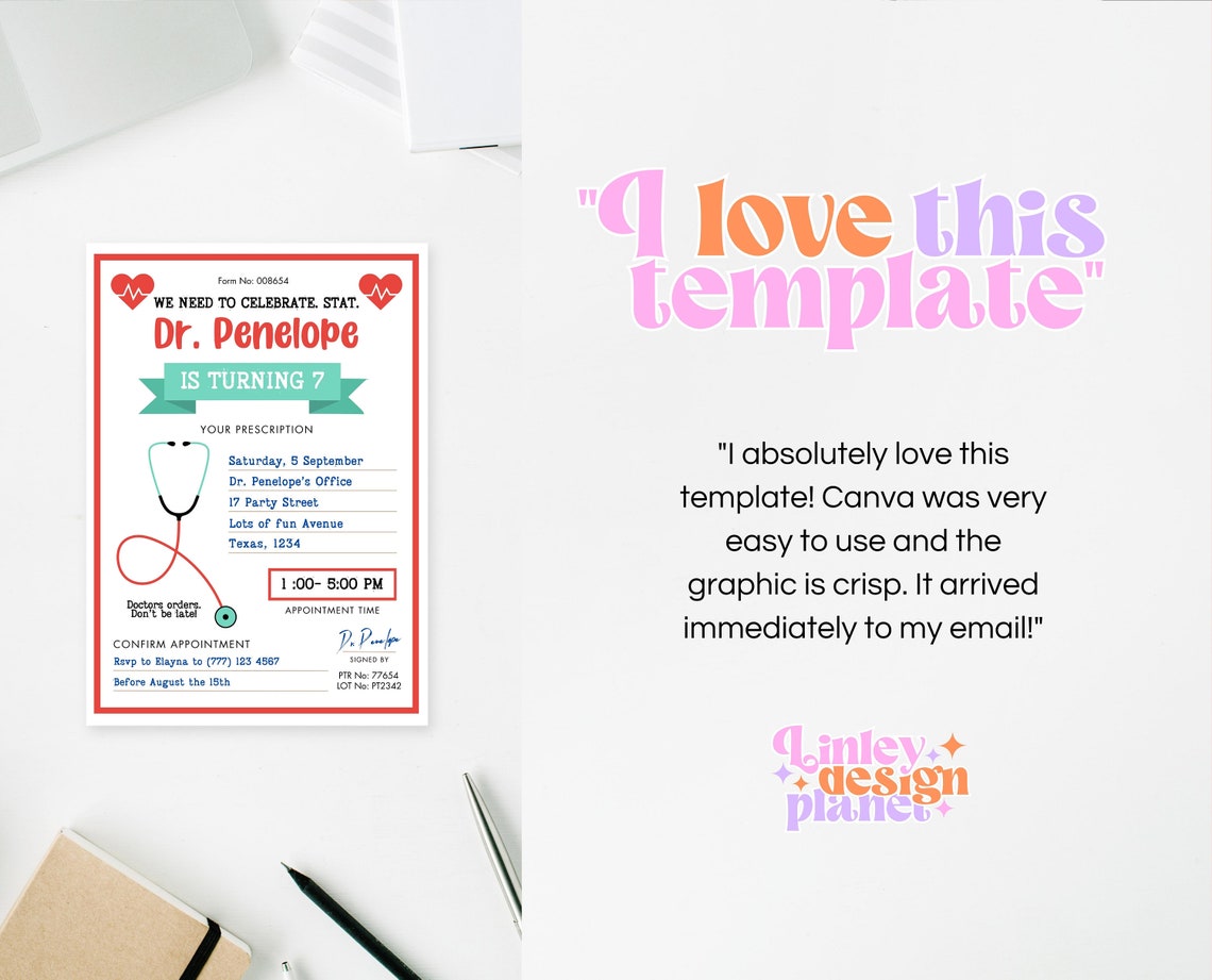 Editable Kids Medical Birthday Invitation, Kids Doctor Invite, Kids ...