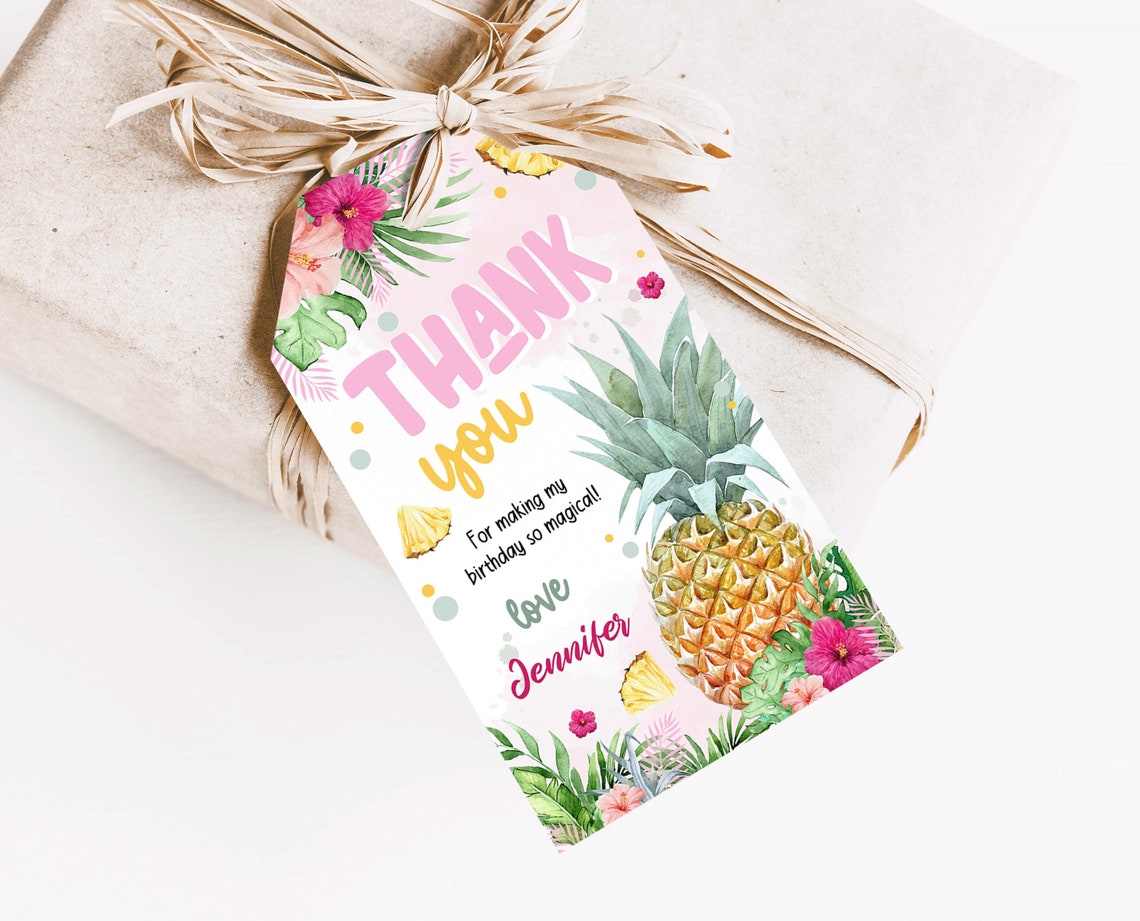 Editable Hawaiian Luau Birthday Favor Tag Tropical Hawaiian - Etsy