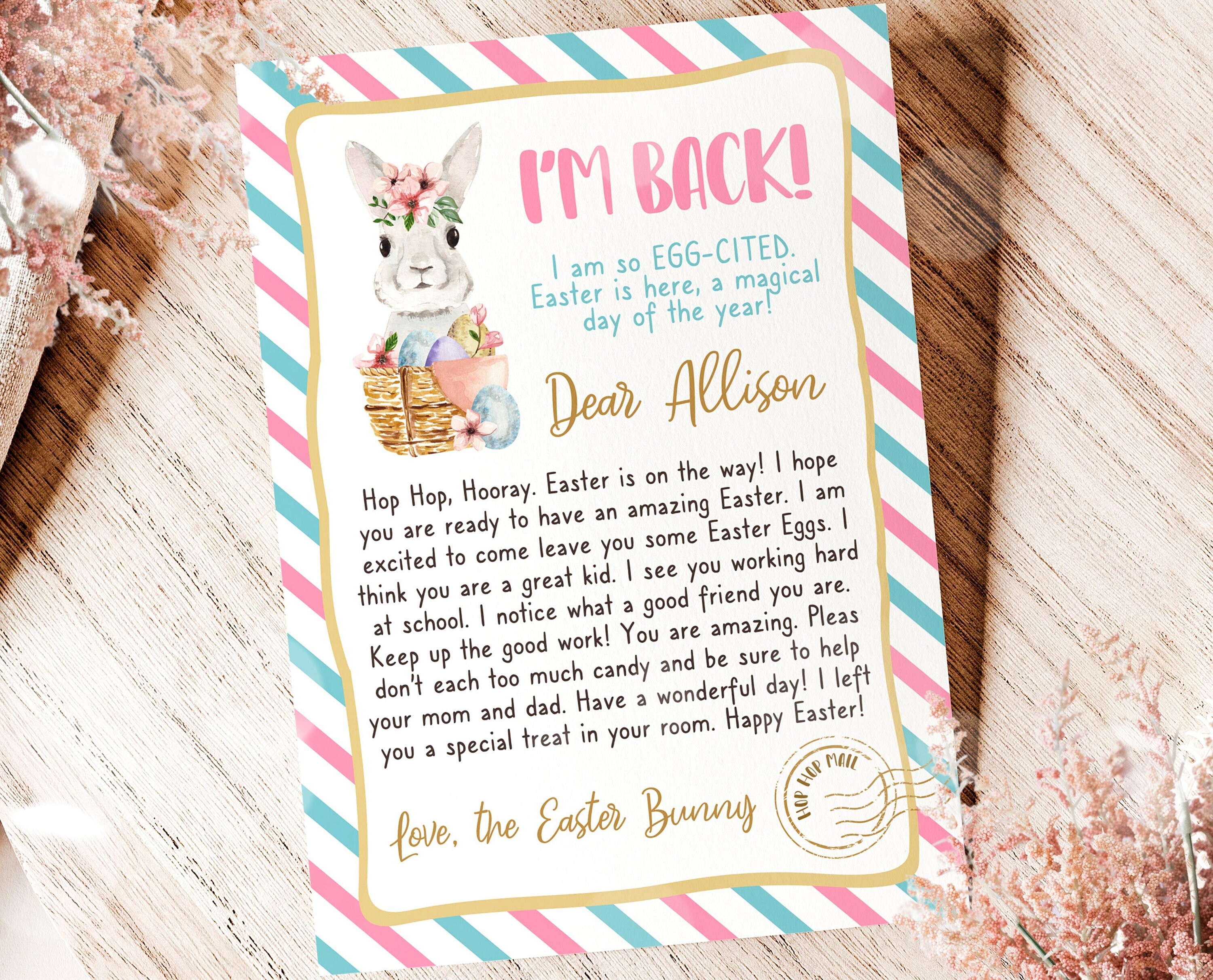 Editable Easter Bunny Arrival Letter Easter Bunny Return - Etsy