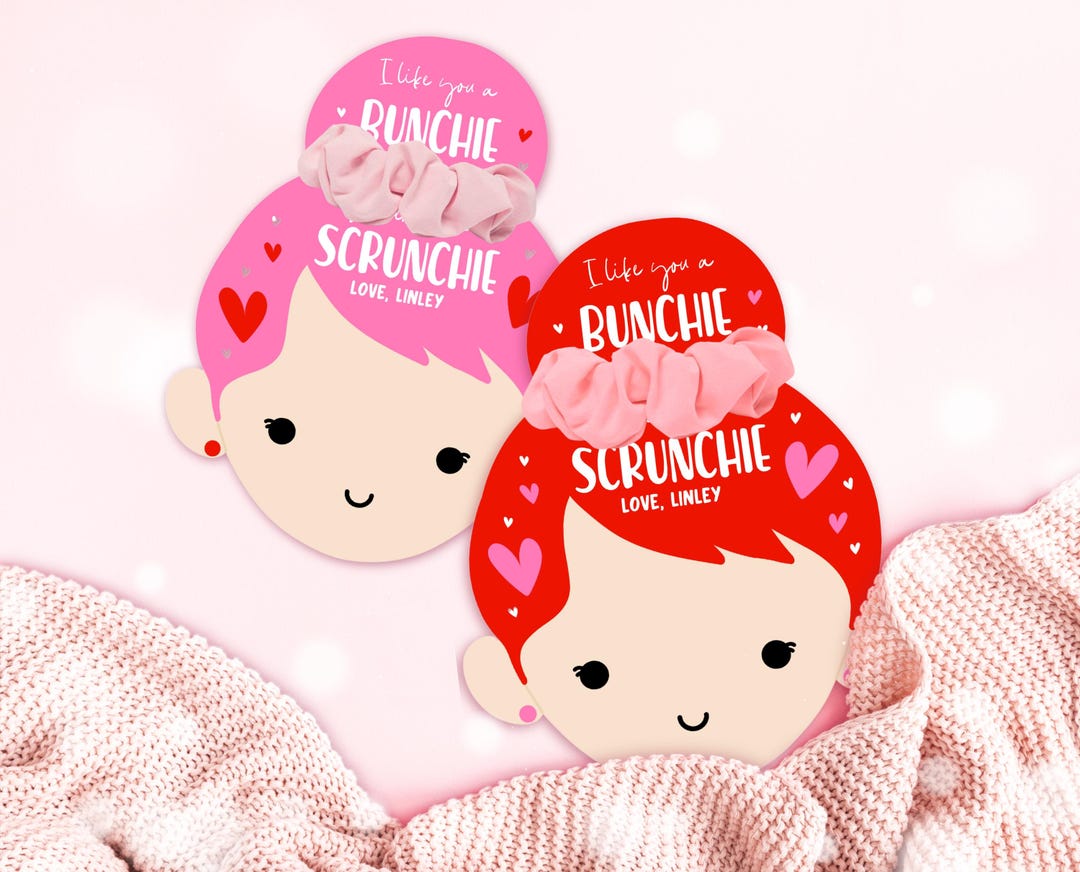 Editable Valentine Scrunchie Card: Classroom Favor Tag (digital ...