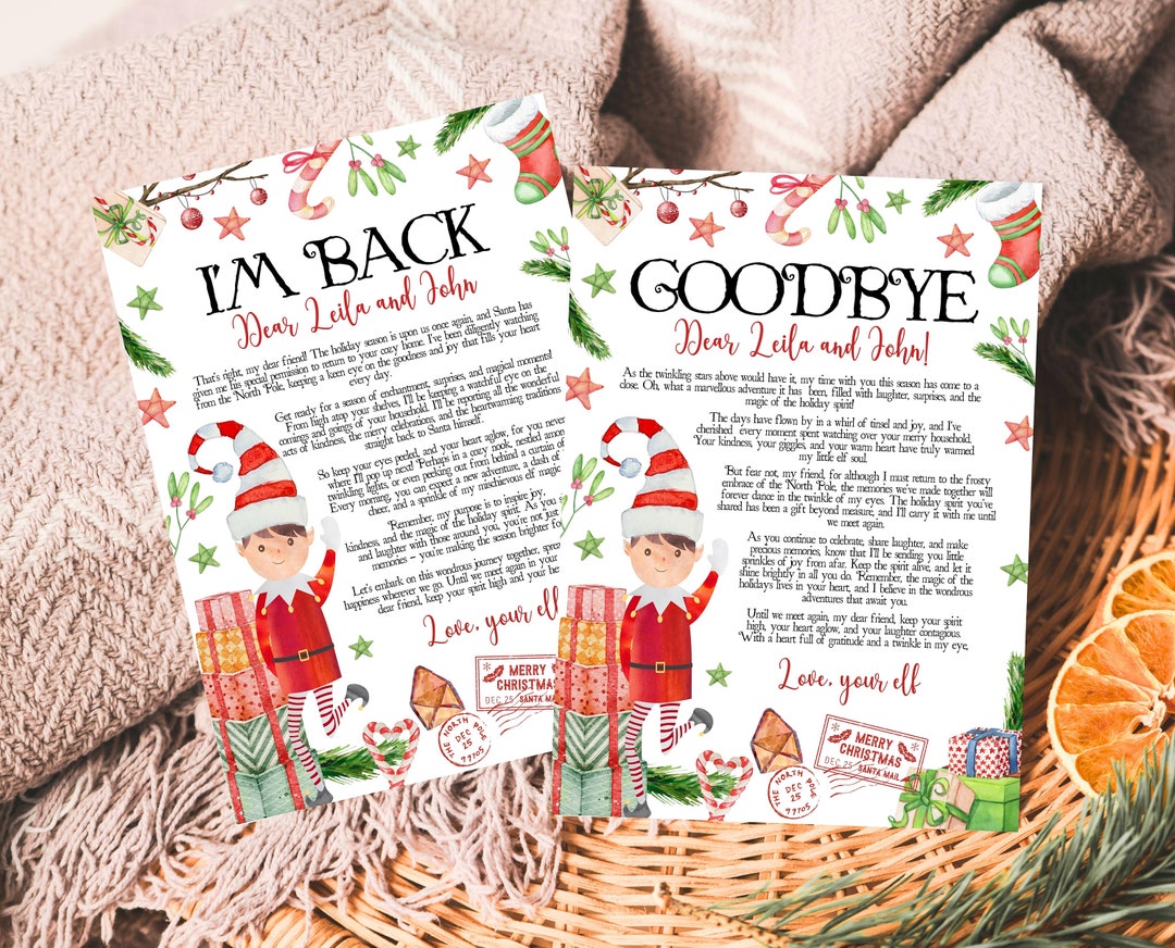 Elf Arrival and Goodbye Letter Template, Christmas Elf Letter Combo ...