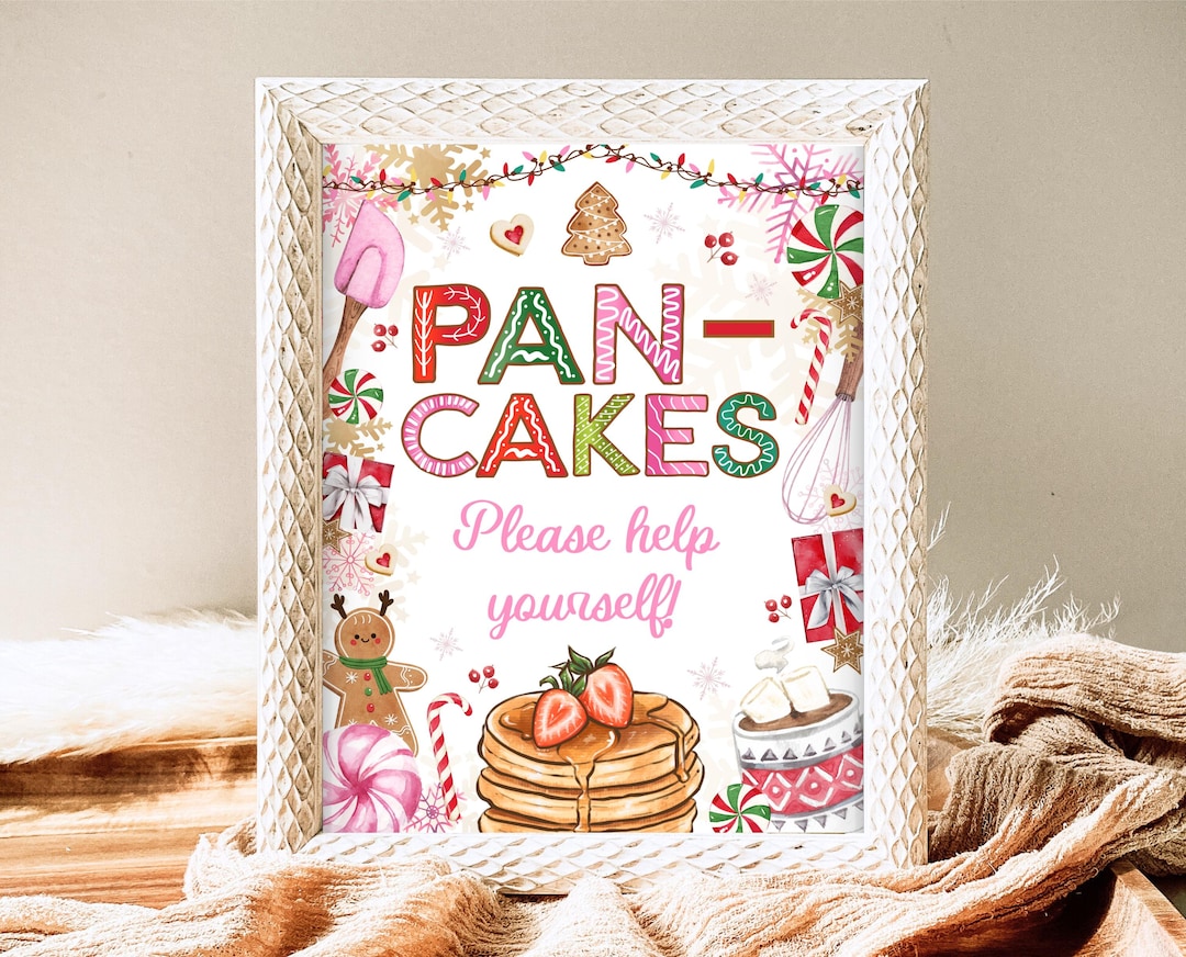Christmas Pancake Station Sign, Pink Christmas Make A Pancake Sign ...