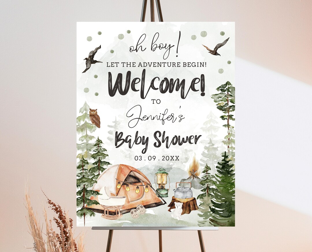 Camping Baby Shower Welcome Sign Template Little Camper Baby - Etsy