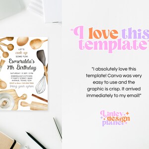 Editable Cooking Party Birthday Invitation, Baking Cooking Party, Chef ...