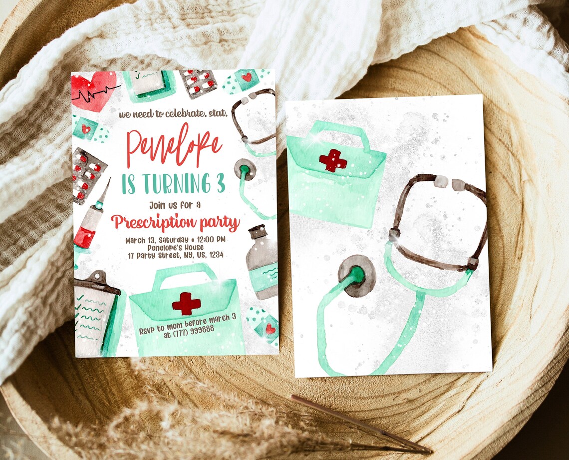 Editable Kids Doctor Birthday Invitation, Kids Medical Invite, Kids ...