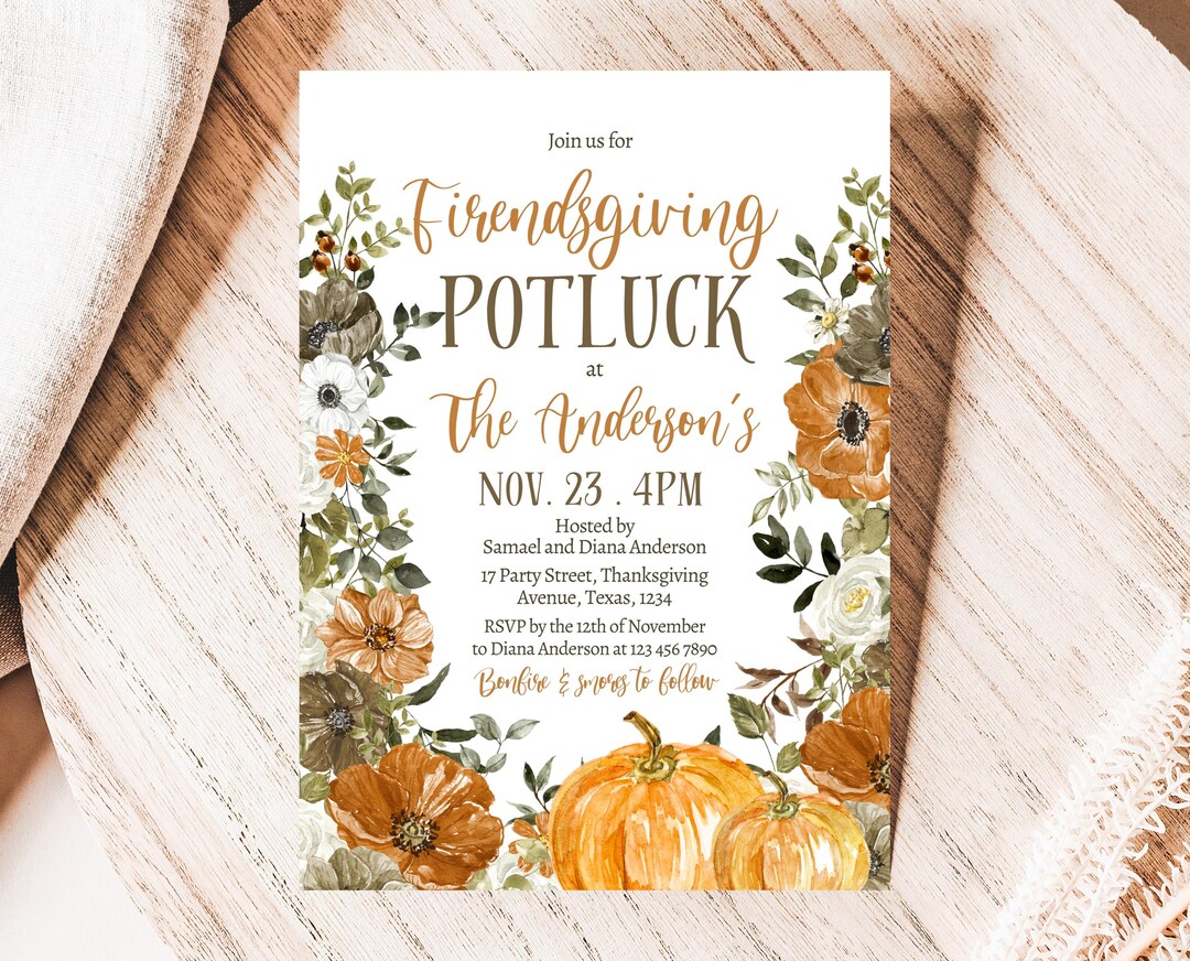 Editable Thanksgiving Invitation, Friendsgiving Invite, Pumpkin ...