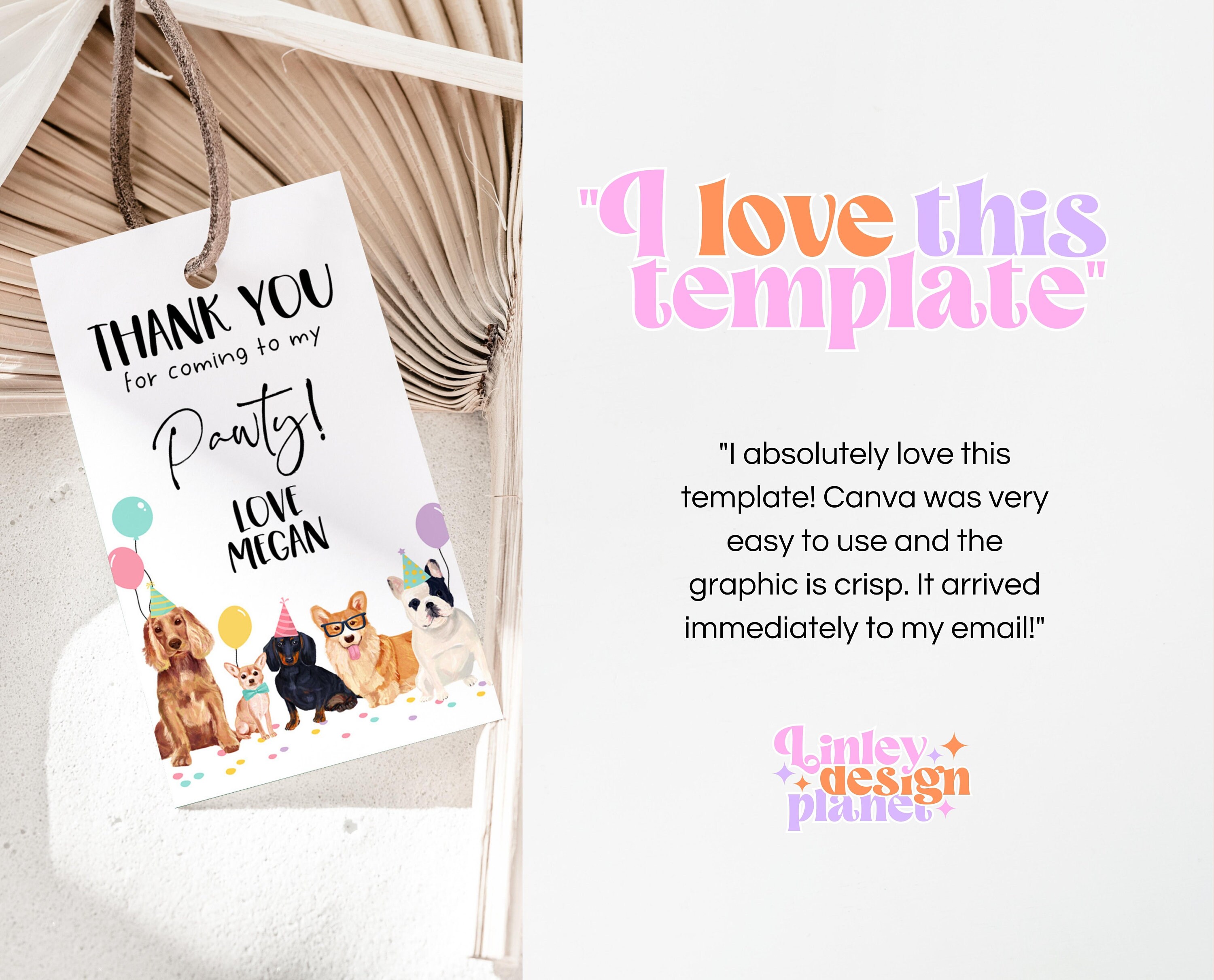 Editable Dog Birthday Party Thank You Favor Tags, Puppies Birthday ...