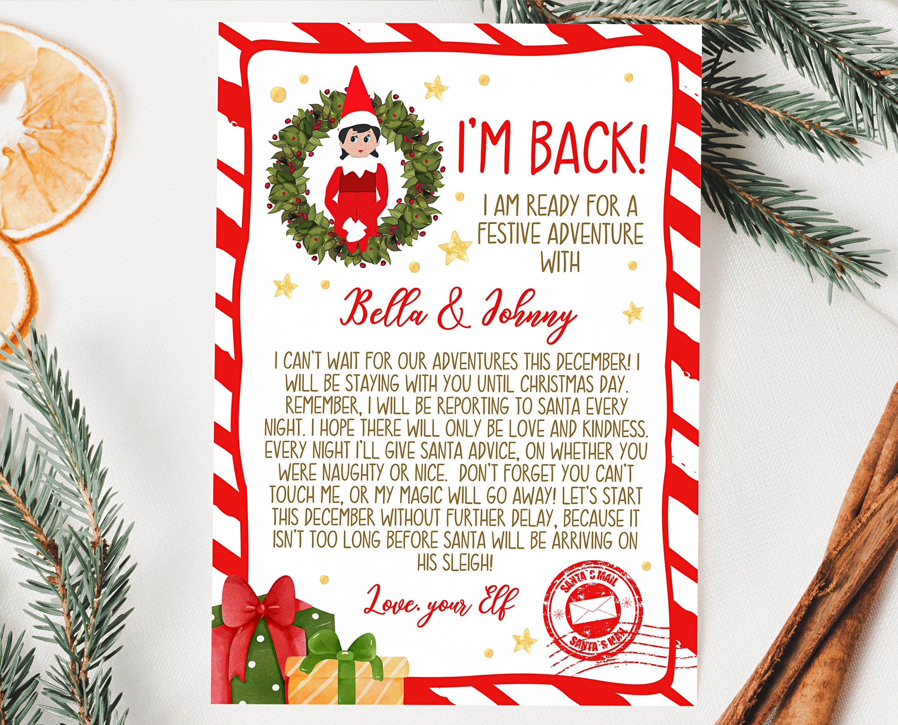Editable Christmas Girl Elf Arrival Letter for Kids Christmas - Etsy