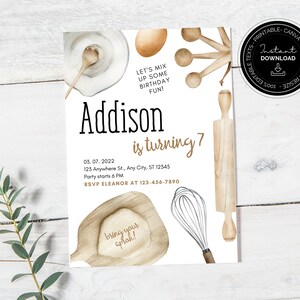 Editable Cooking Party Birthday Invitation, Baking Cooking Party, Chef ...
