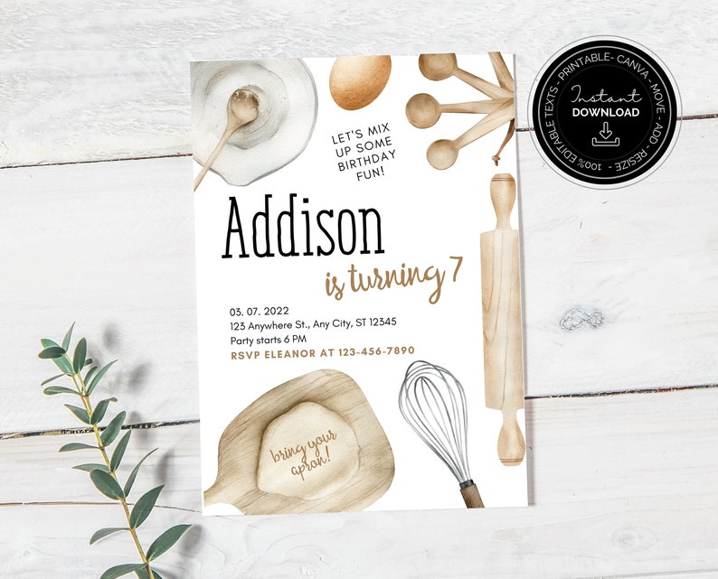 Editable Cooking Party Birthday Invitation Baking Cooking - Etsy