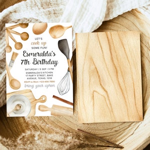 Editable Cooking Party Birthday Invitation, Baking Cooking Party, Chef ...