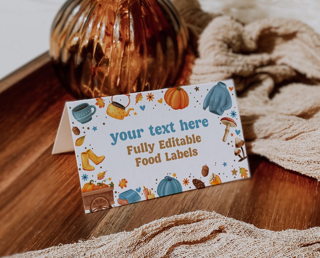 Thanksgiving Food Table Tent Cards Template, Fall Birthday Party Food ...