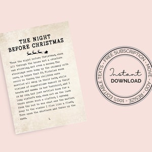 Editable the Night Before Christmas Sign Christmas Printable Twas the ...