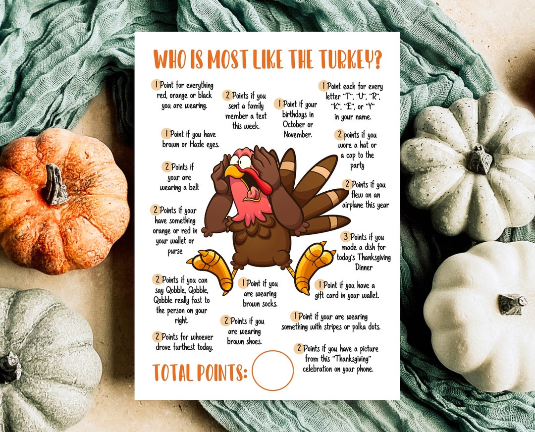 Printable Thanksgiving Gamefamily Thanksgiving Game Dinner - Etsy UK