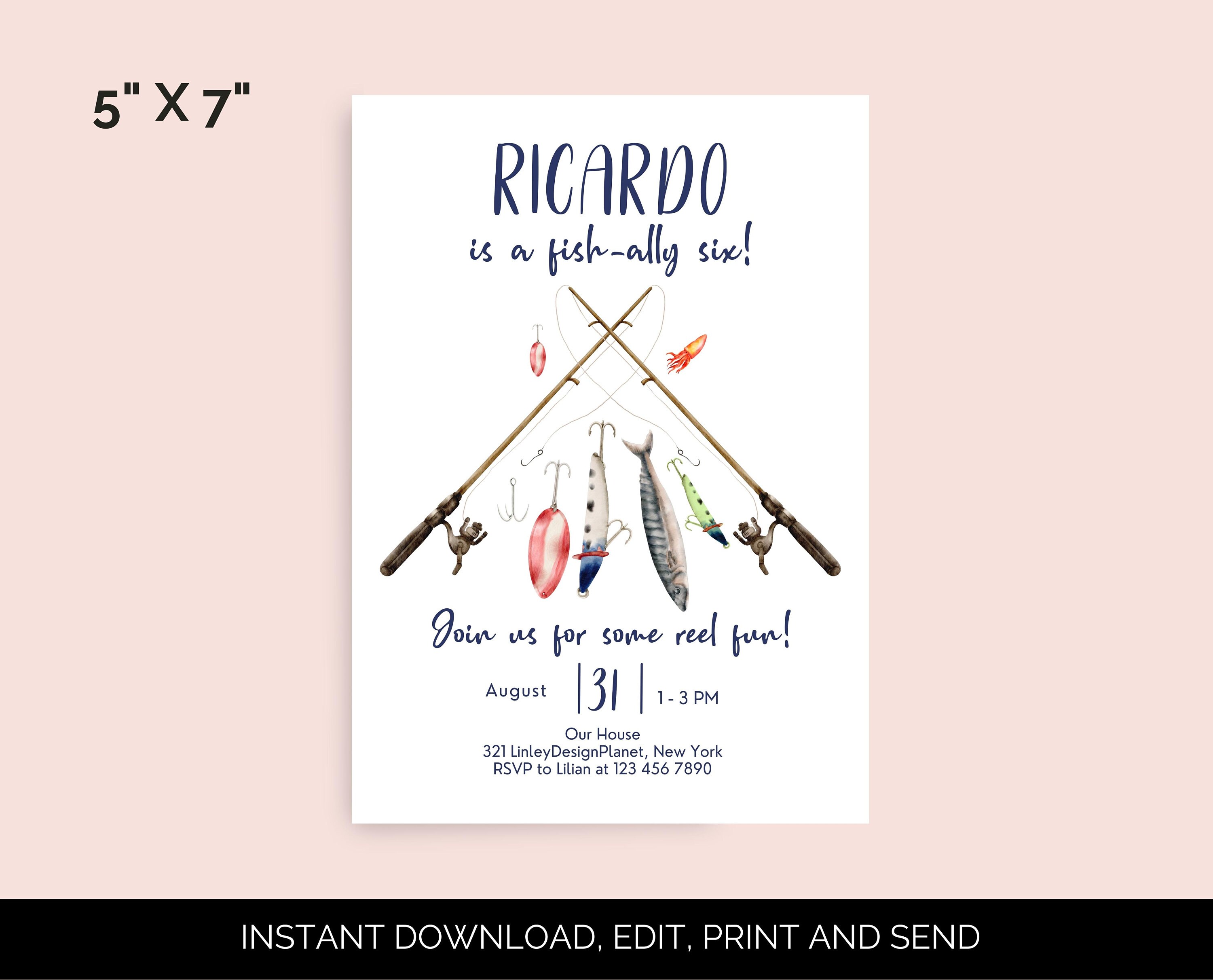 Editable Fishing Birthday Invitation Fishing Party - Etsy