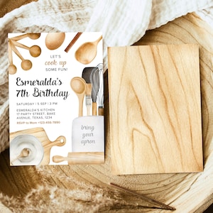 Editable Cooking Party Birthday Invitation, Baking Cooking Party, Chef ...