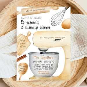 Editable Cooking Party Birthday Invitation, Baking Cooking Party, Chef ...