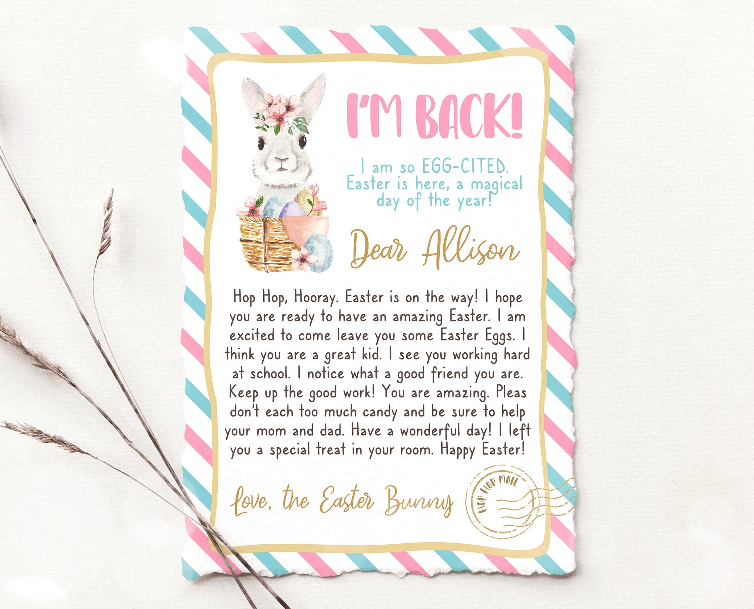 Editable Easter Bunny Arrival Letter Easter Bunny Return - Etsy