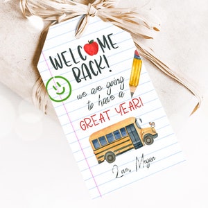 Editable Welcome Back Teacher Appreciation Gift Tag, Teacher Favor Tag ...