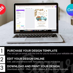 Editable Blue Pumpkin Truck Boy Baby Shower Invitation, Little Pumpkin ...