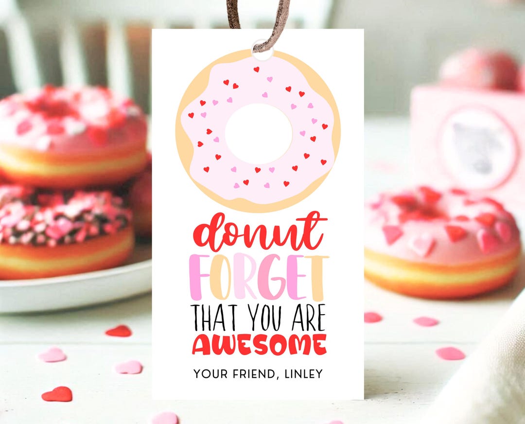 Editable Valentines Donut Gift Tag, Valentines Sprinkled With Love ...