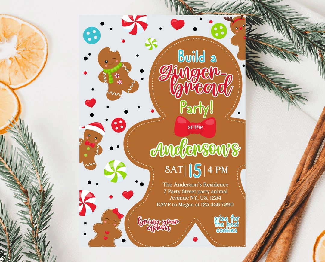 Gingerbread Cookie Decorating Party Invitation, Editable Christmas ...