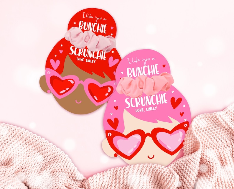 Editable Valentine Scrunchie Card: Classroom Favor Tag (digital ...