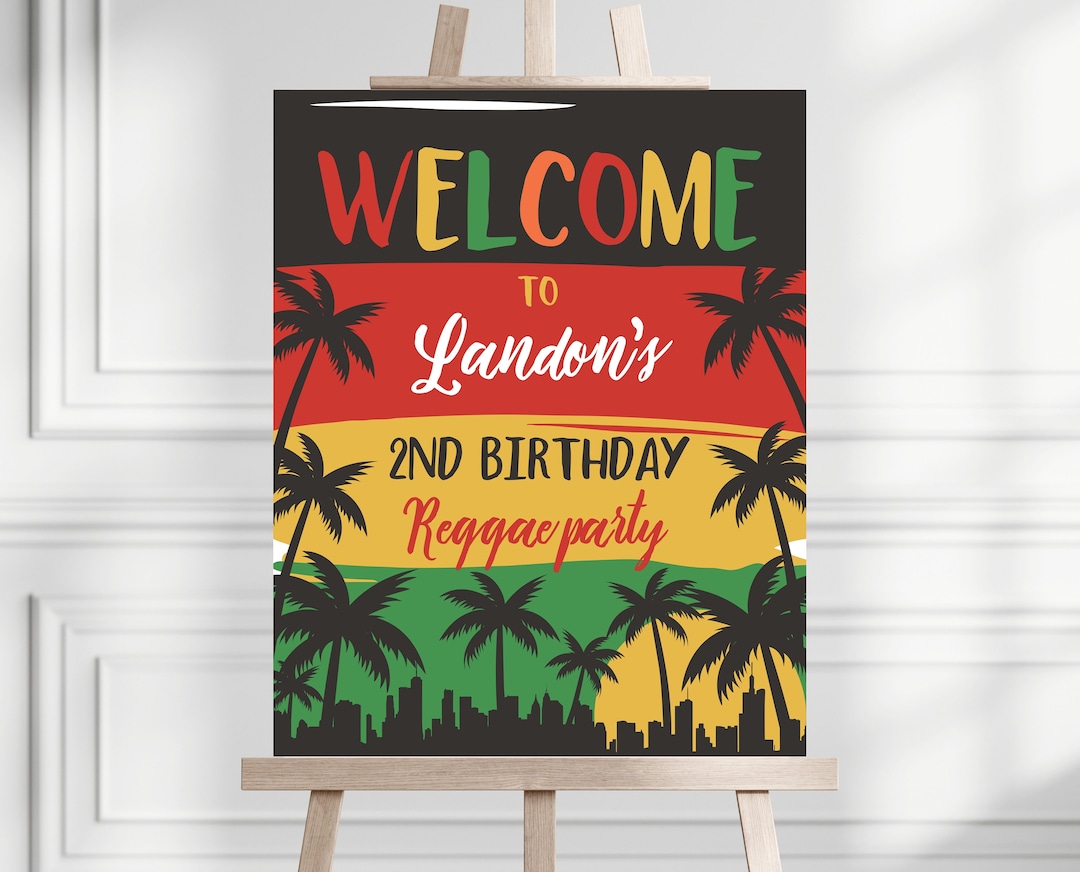 Editable Reggae Birthday Welcome Sign, Reggae 1st Birthday Party Invite ...