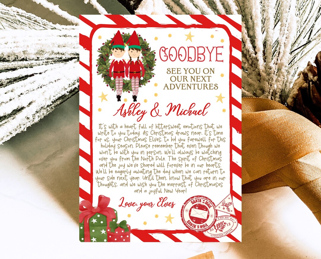 Editable Elf Goodbye Letter, Christmas Elf Farewell Letter, Festive ...