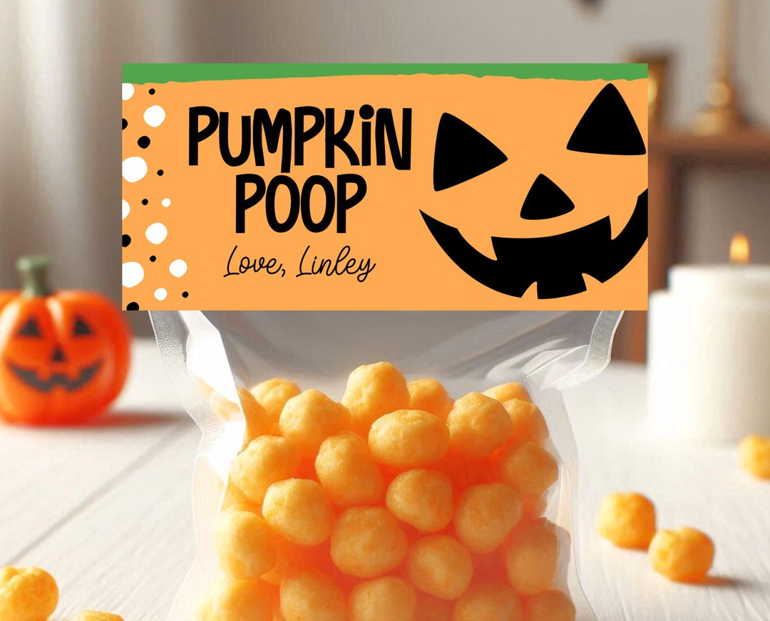 Editable Pumpkin Poop Bag Topper, Halloween Favor Tag, Trick or Treat ...