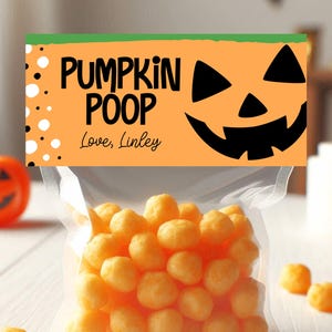 Editable Pumpkin Poop Bag Topper, Halloween Favor Tag, Trick or Treat ...