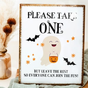 Printable Please Take One Treat Sign, Halloween Trick-or-treat Sign ...