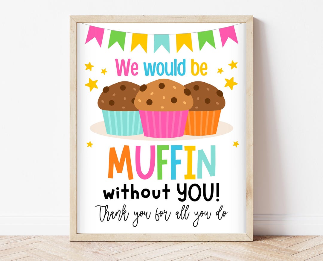 Editable Muffin Appreciation Sign, Staff Teacher Appreciation Sign ...