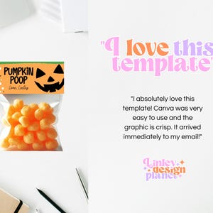 Editable Pumpkin Poop Bag Topper, Halloween Favor Tag, Trick or Treat ...