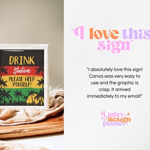 Drink Station Sign Reggae Birthday, Reggae 1st Birthday Sign, Jamaican ...